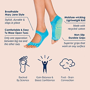 Tucketts Allegro Toeless Non-Slip Grip Socks - Anti Skid Yoga, Barre, Pilates, Home & Leisure, Pedicure - S/M - 1 pair Solid Grey Dot