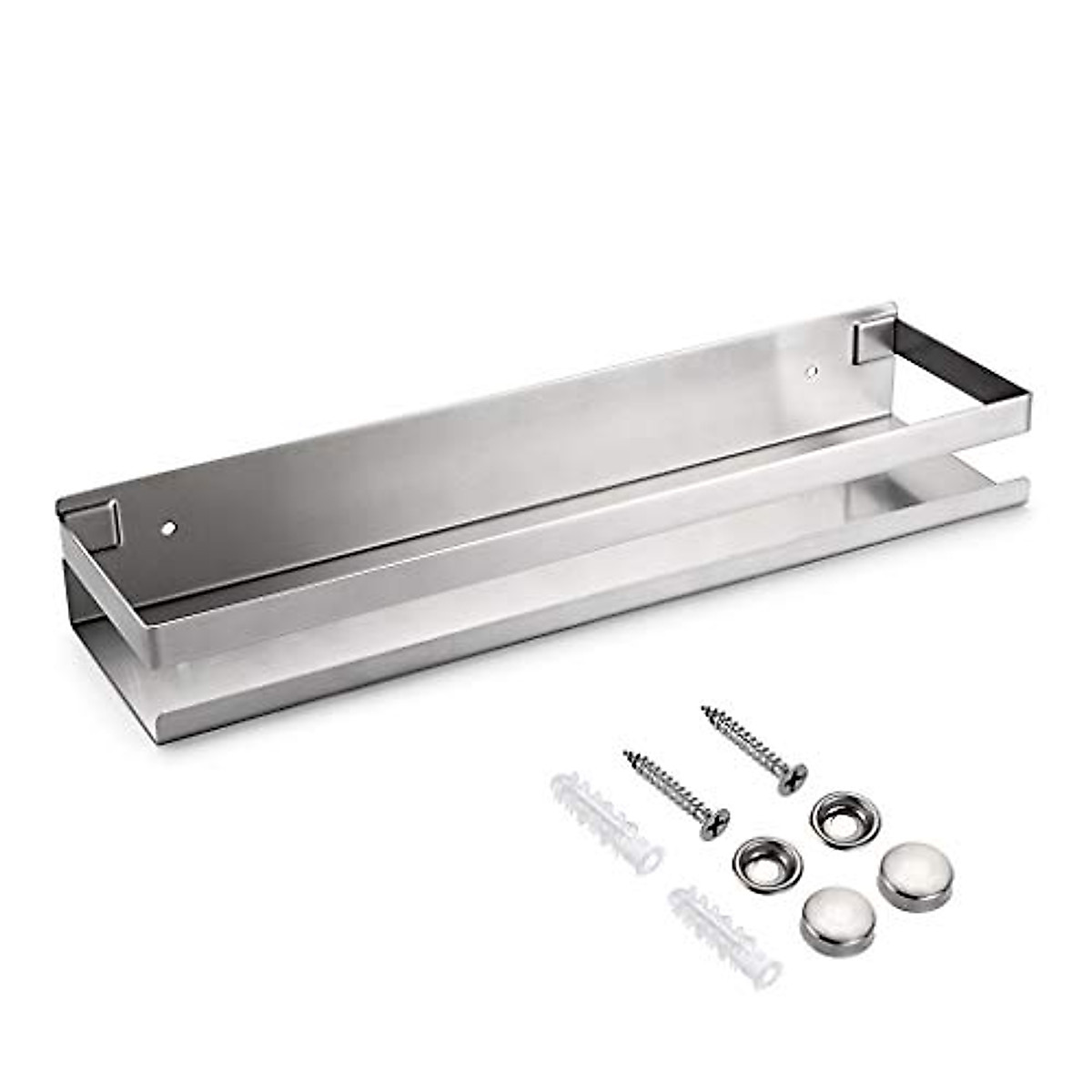 OwnMy Bathroom Shower Shelf Stainless Steel Bath Kitchen Basket Shower Caddy Rack, Rustproof Metal Bathroom Storage Floating Shelves Wall Mounted Shower Corner Rectangular Shelf - 16 Inch Silver