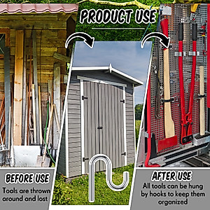 Blulu 10 Pcs 2'' Long Shed Hooks Shed Accessories for Hanging Heavy Duty Individual Utility Hooks Universal Wall Mounted J Utility Hangers for Tools Shovels Rakes Bikes Storage (Silver)