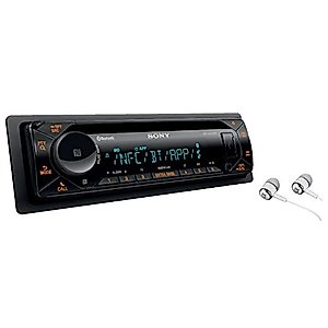 Sony MEX-N5300BT Built-in Dual Bluetooth Voice Command CD/MP3 AM/FM Radio Front USB AUX Pandora Spotify iHeartRadio iPod / iPhone Siri and Android Controls Car Stereo Receiver with ALPHASONIK EARBUDS