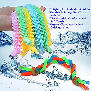 24 Packs Monkey Noodles,Stretching Strings,12 Pcs Unicorn Shaped,12 Pcs Noodle Shaped,Sensory Fidget Set, Stretching up to 4.3-6 feet length,monkey noodle fidget set,fidget noodles