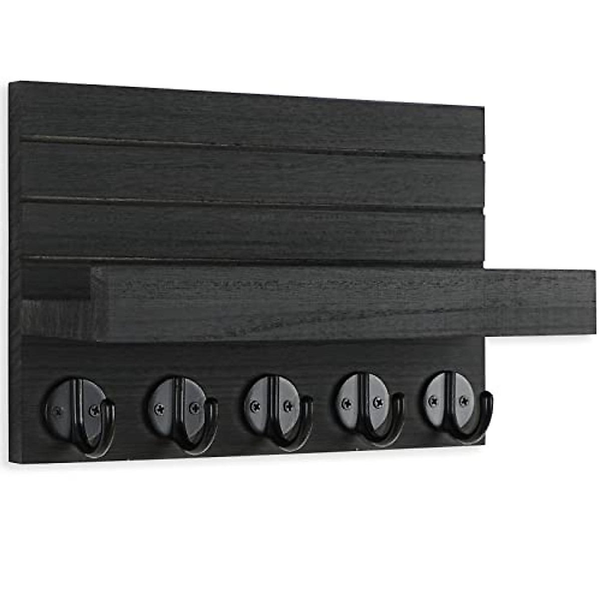 Lwenki Key Holder for Wall, Decorative Key and Mail Holder with Shelf Has Large Key Hooks for Bags, Coats, Umbrella – Paulownia Wood Key Hanger with Mounting Hardware (9.8”W x 6.7”H x 4.2”D)