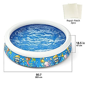 Jasonwell Inflatable Kids Kiddie Pool - Wading Pool for Toddler Durable Swimming Pool Family Above Ground Pool Summer Outside Round Pools for Children Adults Garden Backyard (80.7Wx18.5H)