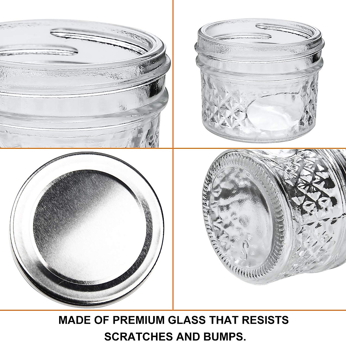 Accguan Mini Mason Glass Canning Jars,4 OZ Jelly Jars With Regular Lids（Silver,Ideal for Honey,Jam,Wedding Favors,Shower Favors,Small Pice Jars 40 PACK