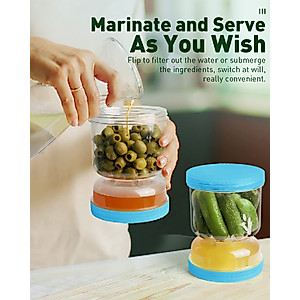 AIxibu Pickle Jar with Strainer Flip,40oz Pickle Flip Jar With Double Leak Proof,Food Storage Container of Pickles(1PCS)-Blue