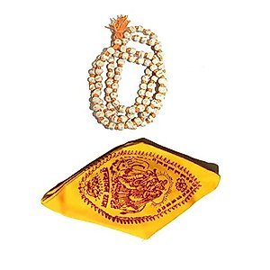 IS4A Hare Rama Hare Krishna Tulsi Holy Basil Japa Mala 108-1 8mm Beads Tulsi Mala With Gomukhi Japa Bag (Orange Knotted)