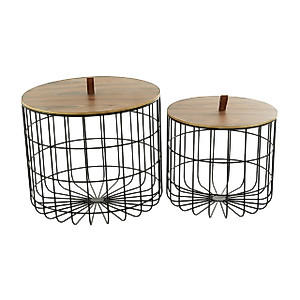 Deco 79 Contemporary Metal Storage Basket, 2 PIECES CONVENIENTLY SIZED, Brown