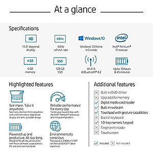 HP 2020 15.6'' HD LED Display Intel Pentium Gold 6405U 4GB DDR4 RAM 500GB HDD Windows 10 Scarlet Red