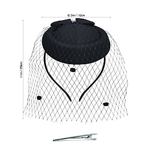 1920s Vintage Fascinators Hats Pillbox Hat with Veil Top Hat for Women Cocktail Tea Party Wedding Halloween Christmas