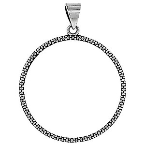 Sterling Silver Illusion Edge Half Dollar Bezel 30 mm Coins Prong Back 50 Cent Coin NOT Included