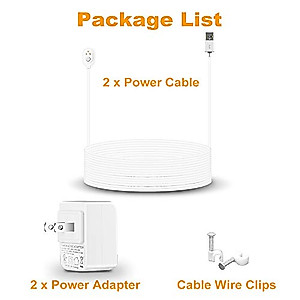 Taken 10ft/3m Arlo Ultra Cable, Weatherproof Outdoor/Indoor Magnetic Charging Cable and Power Adapter for Arlo Ultra, Ultra 2, Arlo Pro 3, Pro 4 (NOT for Arlo Essential Spotlight) - 2 Pack, White