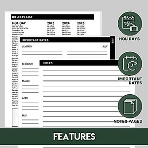 HARDCOVER Daily Leather Planner Weekly Monthly - 8.5x11 - Ensight Academic Planner Business Personal or Student - Pen Holder, Bookmark, Notes Pages, Thick Paper, July 2023 - June 2024 (Green)