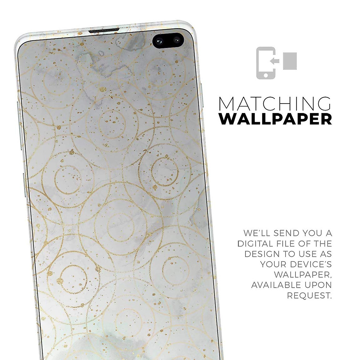 DesignSkinz Karamfila Watercolor & Gold V8 Protective Vinyl Decal Wrap Skin Cover Compatible with The Samsung Galaxy S20 (Screen Trim & Back Glass Skin)