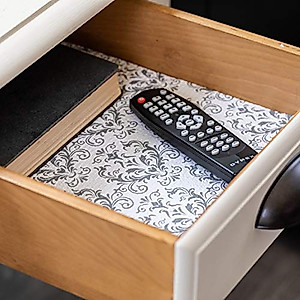 Duck Smooth Top Easy Liner Shelf Liner, Top Cabinet Multipack, 6-Rolls, Each 12" Width, 10' Length, Grey Damask