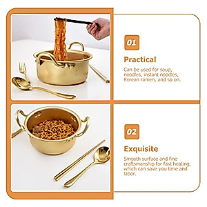 Healeved Ramen Cooker Pasta Pot Korean Ramen Bowl Ramen Cooking Pot Instant Noodles Pot with Chopsticks Spoon Fork Korean Ramen Noodle Cooking Pot Japanese Noodle Bowl Soup Pot Pasta Pot