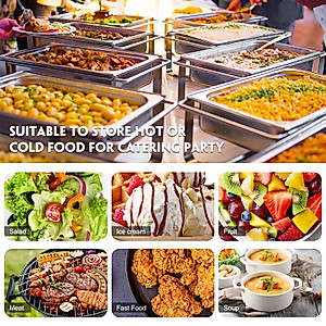 10 Pack Hotel Pans Stainless Steel Steam Table Pan 1/3 Size, 0.8 mm Thick Steam Pan Anti Jam Warming Pans for Food Warmer Restaurant Catering Supplies, 12.8 x 6.9 Inch (Standard,4 Inch Deep)