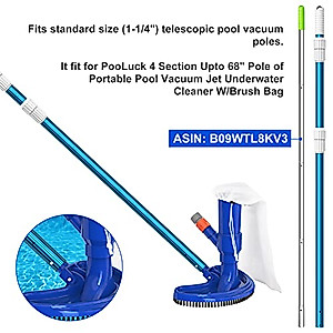 PooLuck Upgraded Portable Pool Vacuum Jet Underwater Cleaner W/Brush Bag Handheld Portable Pool Vacuum Swimming Pool Mini Jet Vacuum Pool Cleaner Pool Spa Jet Vac for Above Ground Pool Vacuum Head