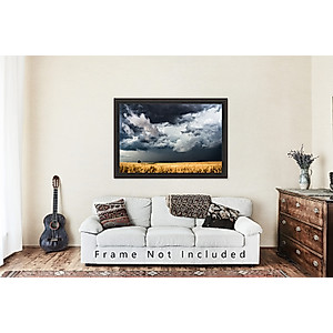 Country Photography Print (Not Framed) Picture of Storm Clouds Gathering Over Golden Wheat Field on Spring Day in Kansas Western Wall Art Farmhouse Decor (11" x 14")