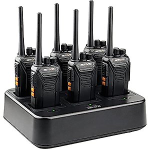 Retevis RT27 Walkie Talkies for Adults, Heavy Duty Two Way Radios Long Range, VOX Hands Free, Local Alarm, Rugged 2 Way Radio (6 Pack) with Six-Way Charger Base, for School Construction Farm