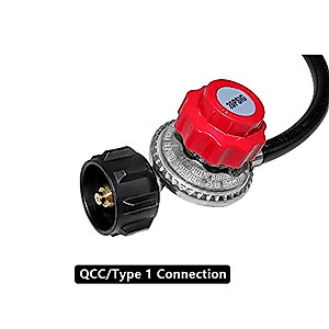 Hooshing 5FT High Pressure Propane 0-20PSI Adjustable Regulator with QCC1 Type Hose Fits for Newer Propane Tanks BBQ Grill Burner Turkey Fryer Fire Pit