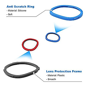 AMVR 6 Pair Glasses Spacer for Oculus Quest 2, VR Lens Protector Accessories Silicone Anti-Scratch Ring to Protect Headset Lens and Glasses Compatible with Meta Quest 1/Rift S/Go（Red & Blue, Black）