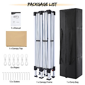 TOOLUCK 10x20 Pop Up Canopy Tent with 6 Sidewalls Tents for Parties Waterproof Camping Canopy Ez Up Party Tent Outdoor Portable Gazebo for Backyard Commercial Event Tent, Khaki