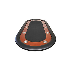 BBO Poker Ultimate Mahogany Folding Poker Table for 10 Players with Felt Playing Surface (Black)