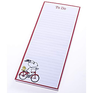 Graphique Magnetic Notepad - Peanuts Snoopy Bike Grocery and Shopping List - Fun Decorative To-Do List - Perfect House Warming Gifts - 100 Tear off Sheets (4" x 9.25" x .5")