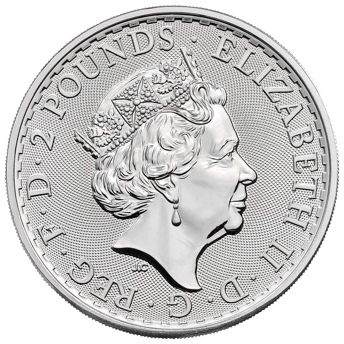 2022 UK 1 oz British Silver Britannia Coin Brilliant - Queen Elizabeth II on Obverse Pound Uncirculated
