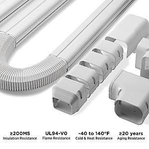 TURBRO 3" W x 14' L Decorative PVC Line Cover Kit for Mini Split and Central Air Conditioners, AC Heat Pumps Systems