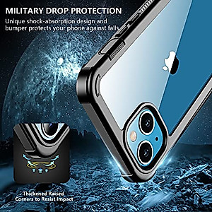 Red2Fire for iPhone 13 Case, [360 Full Body] [Heavy Duty Protection] with Built-in Screen Protector Tough Rugged 12 FT Dropproof Shockproof Dust-Proof Bumper Case for iPhone 13 6.1 inch Black