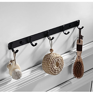 Yauende Wall Mounted Coat Rack, 5 Hanging Hooks Wall-Mounted for Entryway Kitchen Bathroom Storage Organizer Coat Rack for Hanging Coat, Towel, Bag, Robe, Hat