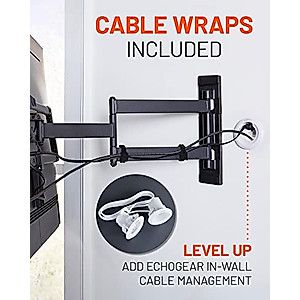 ECHOGEAR Corner TV Wall Mount for Big TVs - 24 Inches of Extension Plus Smooth Full Motion - Mount TVs Up to 65" in The Corner Or Up to 75" On A Flat Wall - Drilling Template & Cable Ties Included