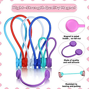 32 Pcs Magnetic Cable Ties Silicone Cable Management Ties Magnet Twist Ties Reusable Cord Clips for Bundling, Organizing, Holding Cable Wire Cord to Fridge Home Car Office (Delicate Style, 4 Inch)