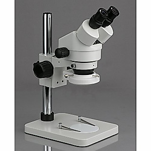 7X-45X Stereo Binocular Microscope with 14" Pillar Stand & 64-LED Ring Light