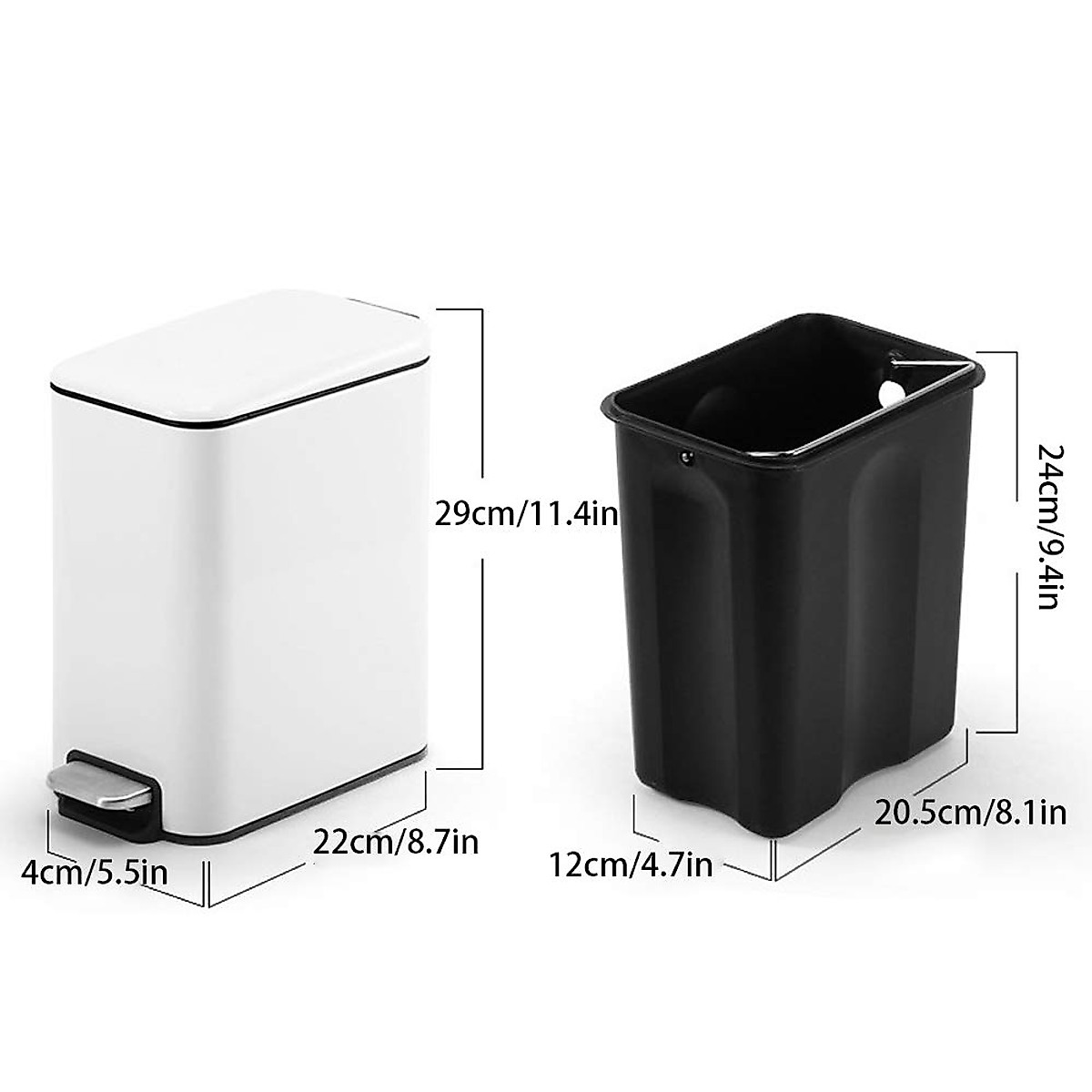 Step Trash Can, 5L Stainless Steel Pedal Garbage Bin Gentle Open and Close Low Noise for Office, Living Room, Kitchen