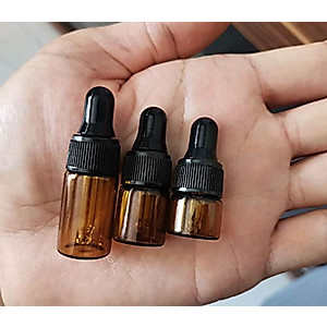 Elfenstall - 25pcs 3ml Mini Amber Glass Bottle Sample Vial Small Essential Oil Bottle with Glass Eye Dropper For Portable Travel Party Makeup tool + 2pcs 1ml Dropper