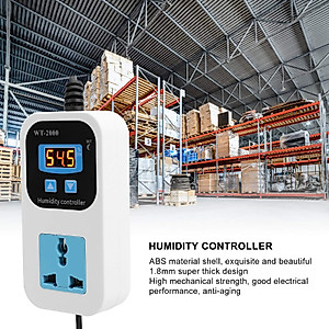 Digital Humidity Controller WT‑2000 110‑220V 0%~99%RH with Humidity Sensor Humidify Dehumidification Switch Socket 0.1%RH Accuracy(US Plug)