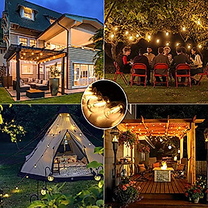 GOOTHY S14 LED Outdoor String Lights 48FT Patio Lights Outdoor Waterproof with 16 Shatterproof LED Bulbs, Hanging Backyard Lights for Outside Deck Patio Backyard Garden Balcony Decorations, Dimmable