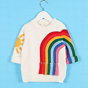 Wennikids Toddler Boys Girls Kids Rainbow Knit Pullovers Sweater Outwear Clothes Medium