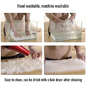 NINGDAN 2Pcs 12 inches Mini Faux Fur Sheepskin Rugs,Fluffy Living Room Carpet Mini Small Size,for Photographing Background of Jewellery,Locker Accessories for Girls,Locker Rug (White and Pink)