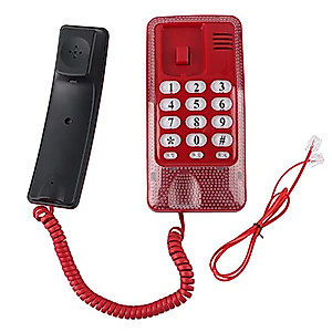 Wired Desktop Telephone - Wall Mount Landline Telephone Extension - No Caller ID Display - Exquisite and Compact - Phone for Hotel,Family,Business,Home (Red)