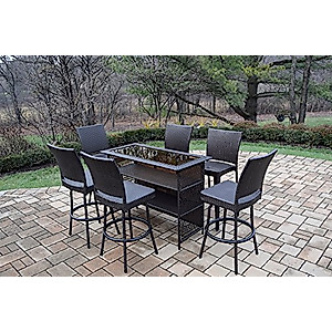 Oakland Living Ice Cooler Carts Elite All Weather Resin Wicker 7 Piece Bar Set with 2 Bar Stools and 4 Swivel Bar Stools, Coffee