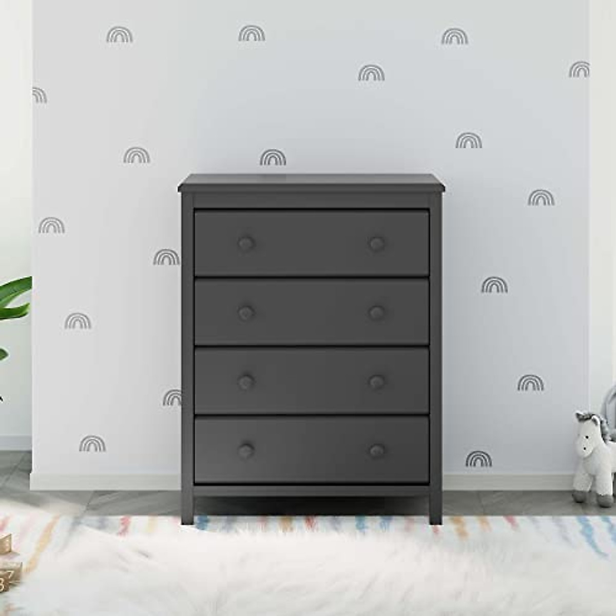 Storkcraft Alpine 4 Drawer Chest (Gray) – GREENGUARD Gold Certified, Dresser For Nursery, 4 Drawer Dresser, Kids Dresser, Nursery Dresser Drawer Organizer, Chest of Drawers