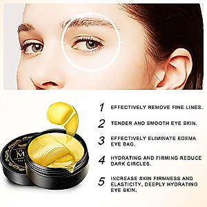 TEME 24k Gold Under Eye Patches - 30 Pcs Eye Mask Pure Gold Anti-Aging Collagen Hyaluronic Acid Under Eye Mask for Removing Dark Circles, Puffiness & Wrinkles Refresh Your Skin