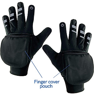 Zensah Convertible Running Mittens and Gloves - Warm Touchscreen Cold Winter Gloves for Women and Men (Black, Medium)