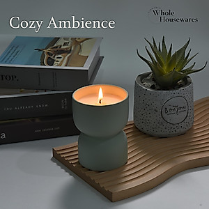 WHOLE HOUSEWARES Ceramic Scented Candle with Sandalwood Fragrance - Decorative Ligh Green Candle for Aromatherapy, Relaxation, and Home Decor - Elegant and Soothing Candle for Ambiance and Self-Care