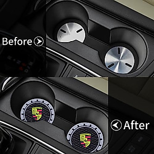 for Porsche 911 718 Taycan Macan Cayman Boxster GT3 Panamera Silicone Non-Slip Car Cup Holder Coasters for car Coasters with Car Interior Accessories 2Pcs
