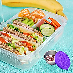 BestAlice 6 Pcs Salad Dressing Container To Go, 2 Oz Sauce Containers Reusable Small Dipping Sauce Cups Set, Mini Stainless Steel Condiment Containers With Silicone Lids,Easy Open,Leakproof, 6 color