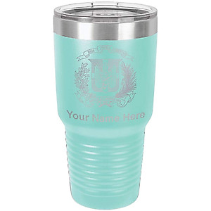 LaserGram 30oz Vacuum Insulated Tumbler Mug, Coat of Arms Dominican Republic, Personalized Engraving Included (Teal)